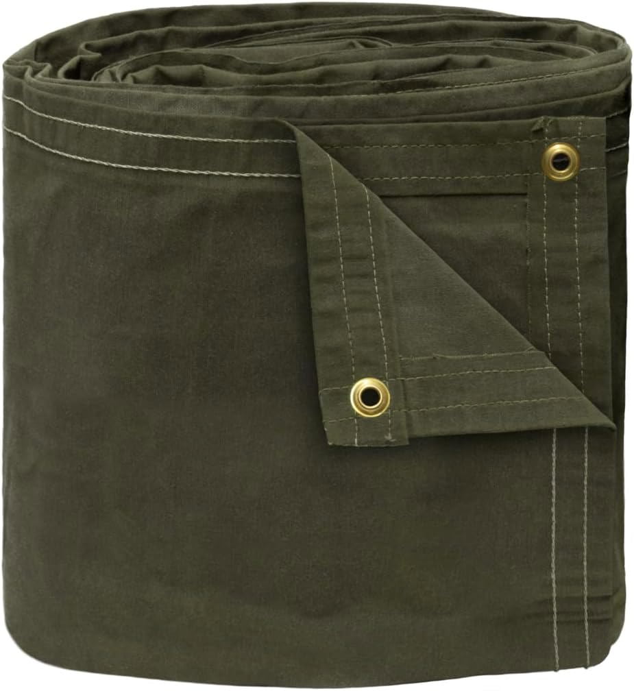 TARP SUPPLY Inc. 6' x 8' Heavy Duty Waterproof Olive Drab Canvas Tarp ...
