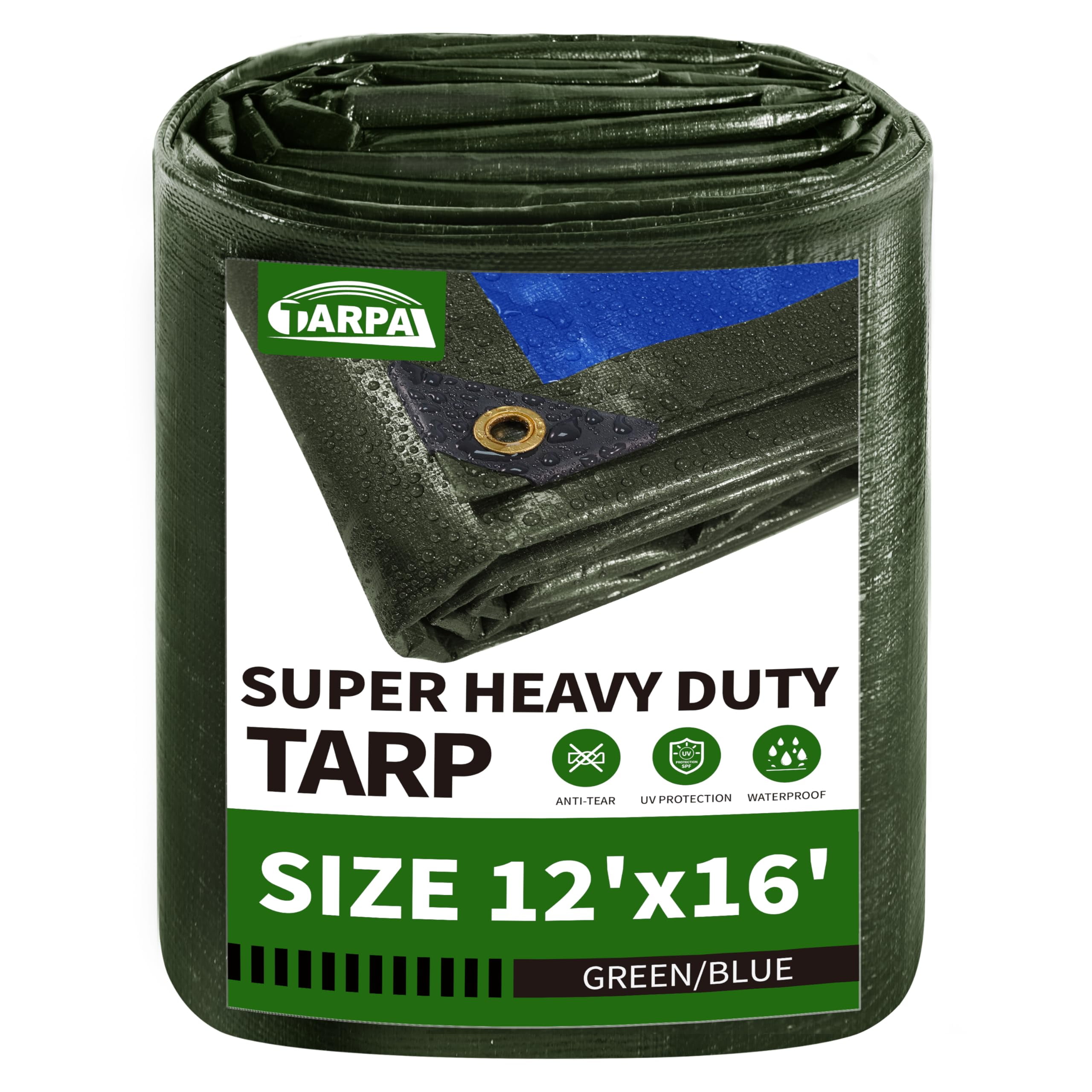 TARPAL 12x16 Tarp Heavy Duty Waterproof Tarp 16mil Thick Tarps with ...
