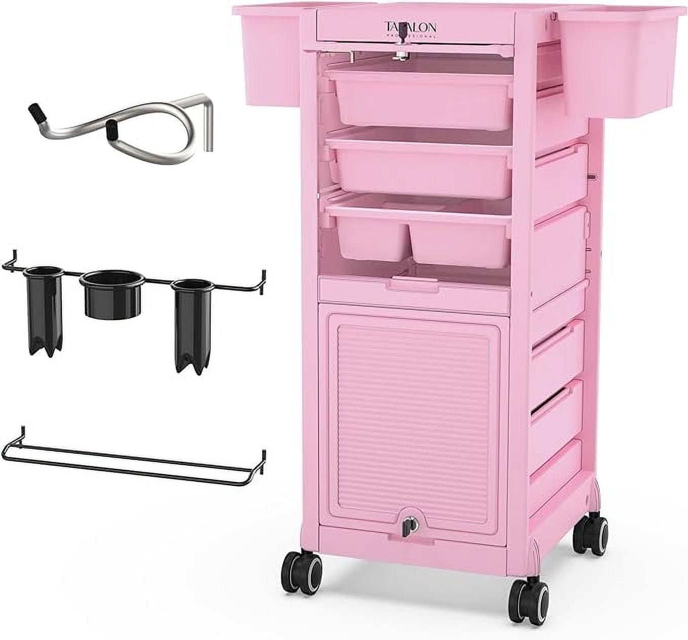 TASALON Lockable Beauty Salon Cart with 6 Drawers and Tool Holders ...