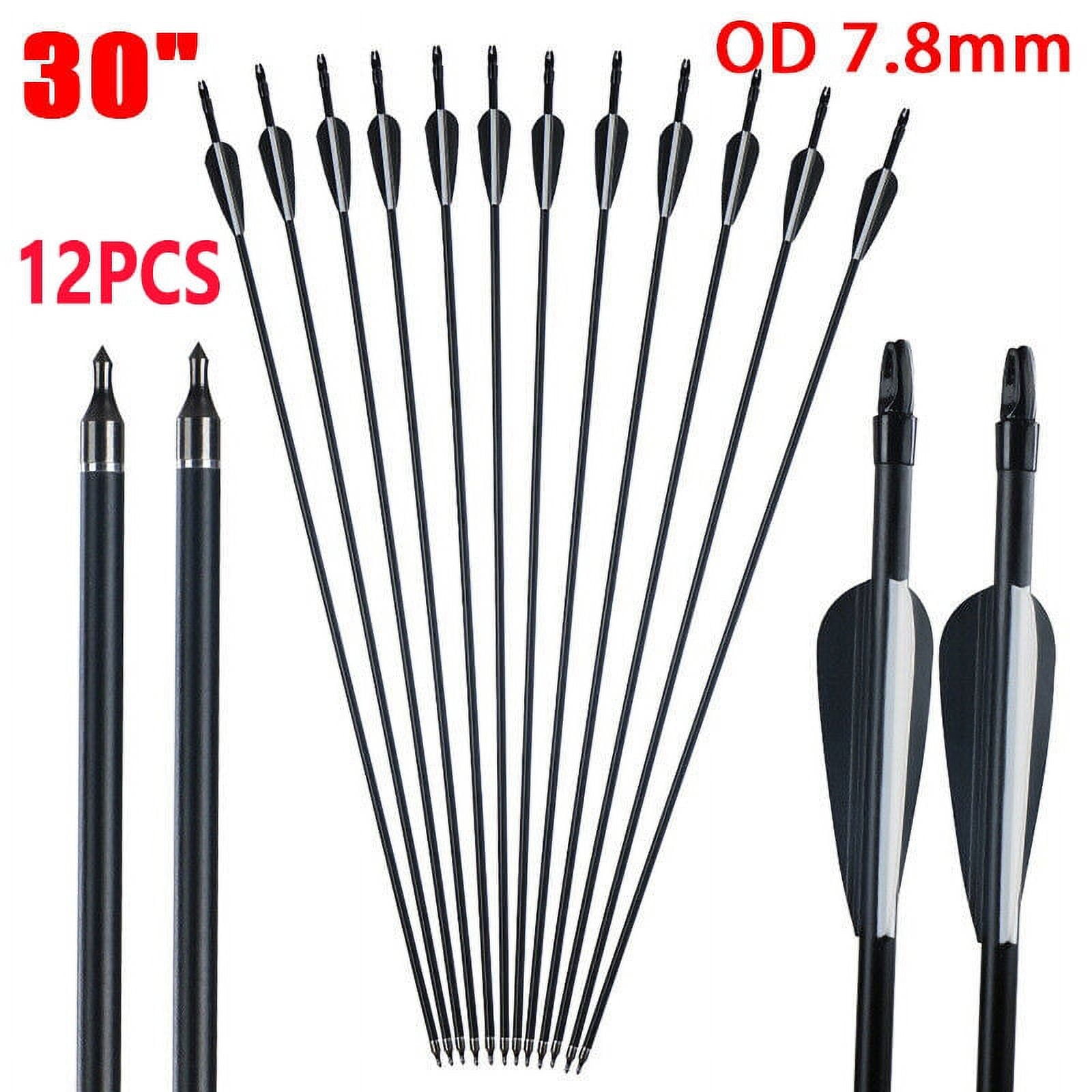 TASHHAR 12 Pcs Archery Target Arrows Broadhead Hunting Pistol Crossbow ...