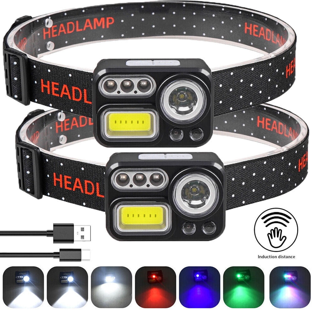 TASHHAR 2 Pack Led Headlamp Rechargeable Motion Sensor Head Lamp Work ...