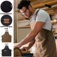 WHITEDUCK Men's Waxed Canvas Apron - Brown, 24oz, 7 Pockets, Cross Back Straps, for Workshop ...
