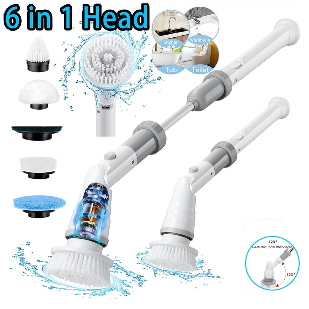 TASHHAR Electric Spin Scrubber Rechargeable Power Cleaning Mop with 3 ...