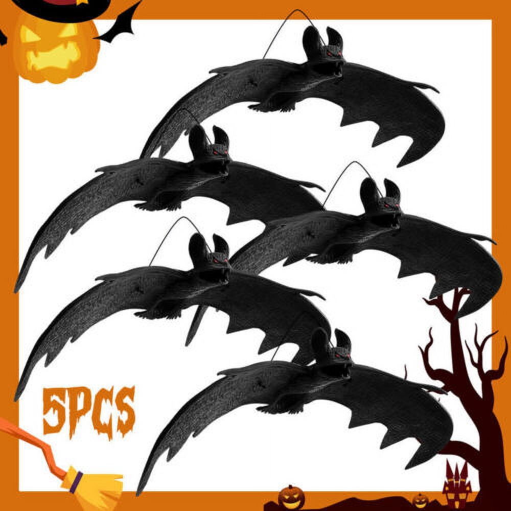 TASHHAR Halloween Decoration 5 Pieces Hanging Large Fake Bats with ...