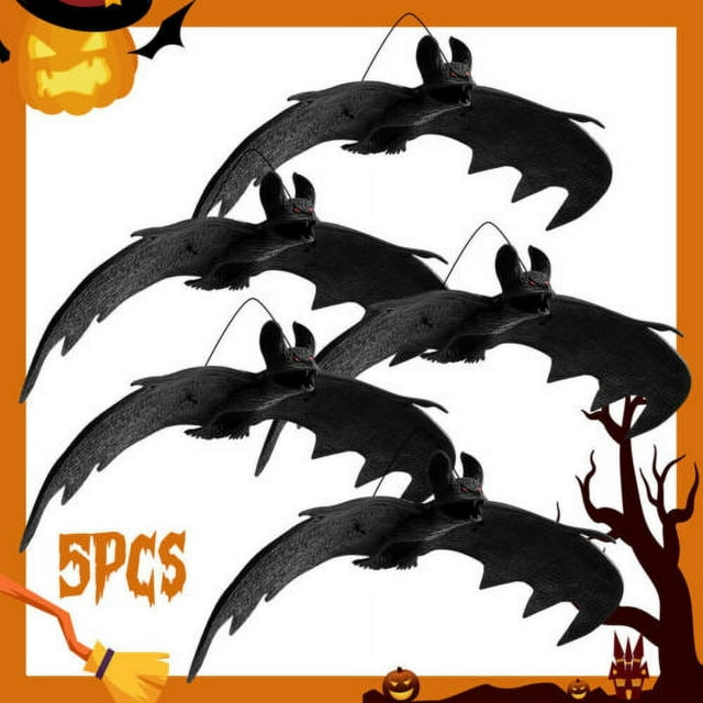 TASHHAR Halloween Decoration 5 Pieces Hanging Large Fake Bats with ...