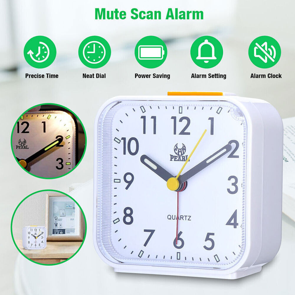 TASHHAR LED Desk Alarm Clock Nightlight Snooze Quiet Non Ticking ...