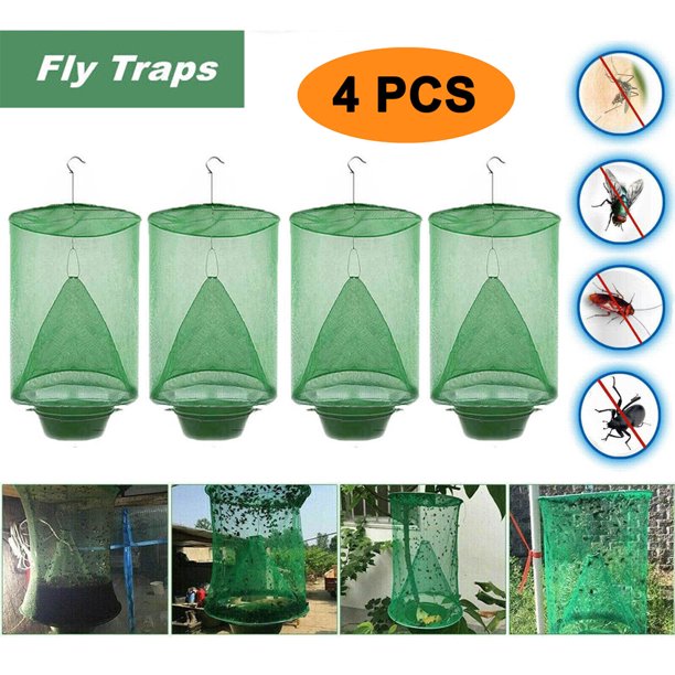 TASHHAR Ranch Fly Trap Net 4-PCS Outdoor Orchard Catcher Killer Bug ...