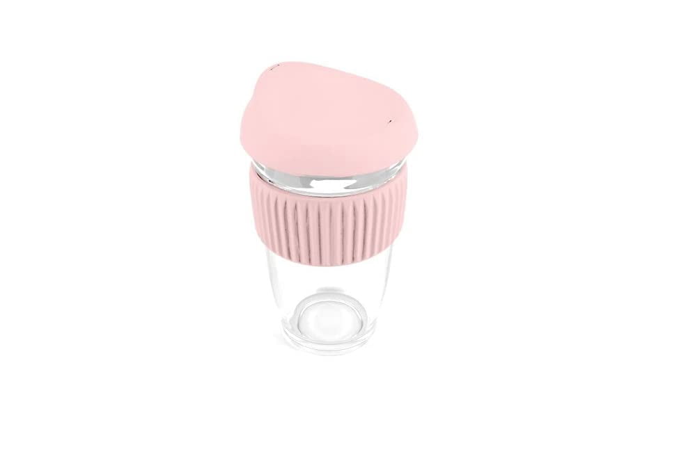 TASKHOUSE Travel Glass Coffee Mug with Lid and Silicone Sleeve 500ml ...