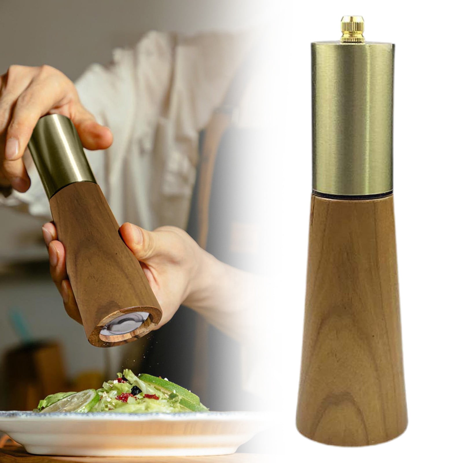 TASTAN Wood Salt Grinder, Acacia Wood Salt & Pepper Grinder Set ...
