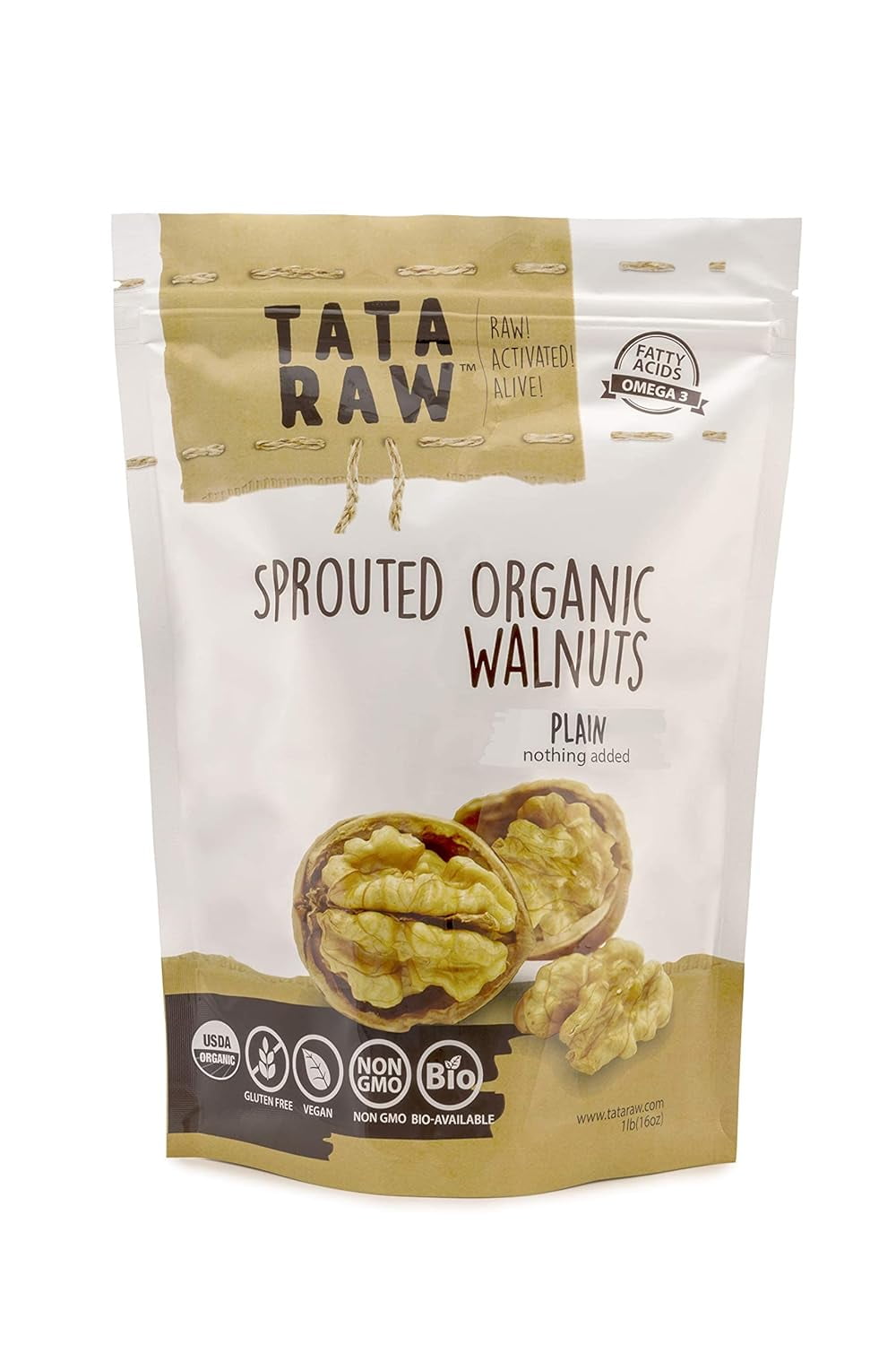 TATA RAW - Sprouted Organic Walnuts - PLAIN. Nothing added -1 lb ...
