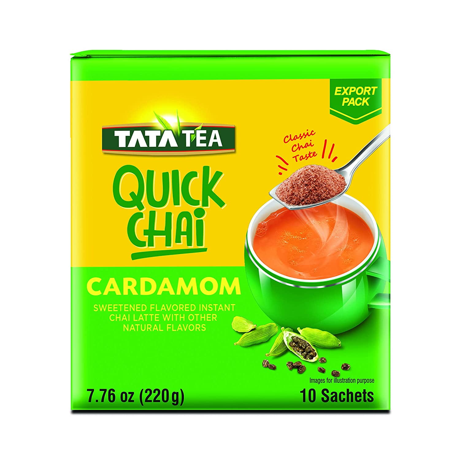 TATA Tea Quick Chai Cardamom 10 Sachets - 220 Grams (7.76Oz) - Walmart.com