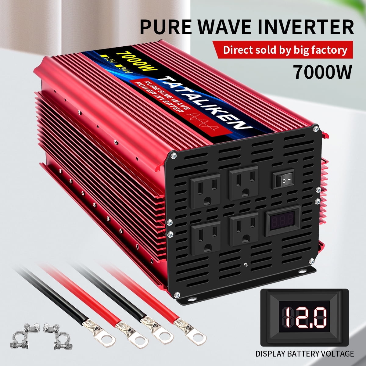 TATALIKEN 7000W（Rating power 3000 W）Pure Sine Wave Power Inverter DC ...