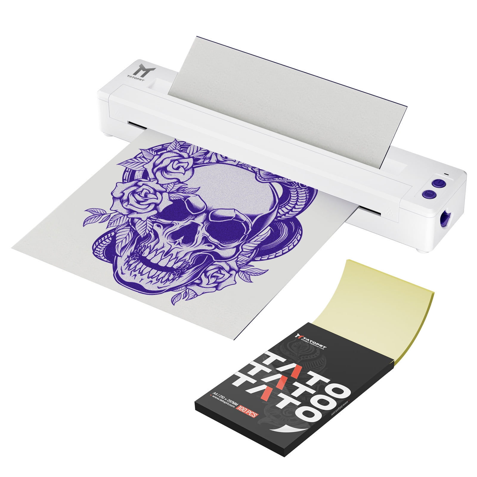 TATOPRT P19 Wireless Tattoo Stencil Printer Bluetooth Thermal Temporary ...
