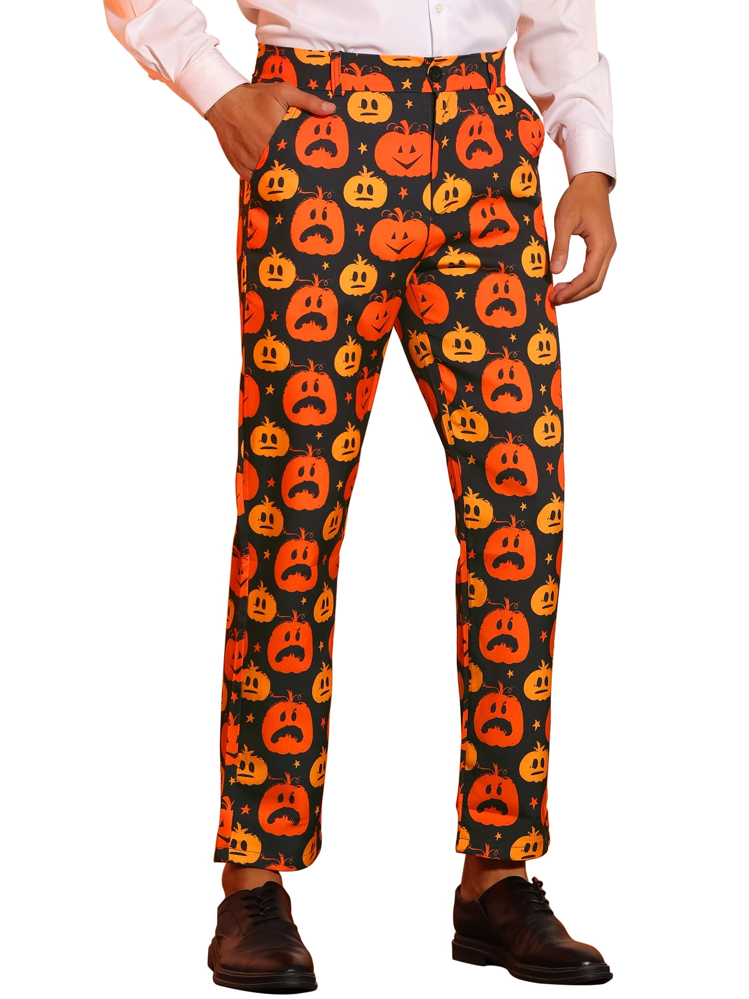 INSPIRE CHIC Funny Printed Pants for Men's Pumpkin Pattern Halloween ...
