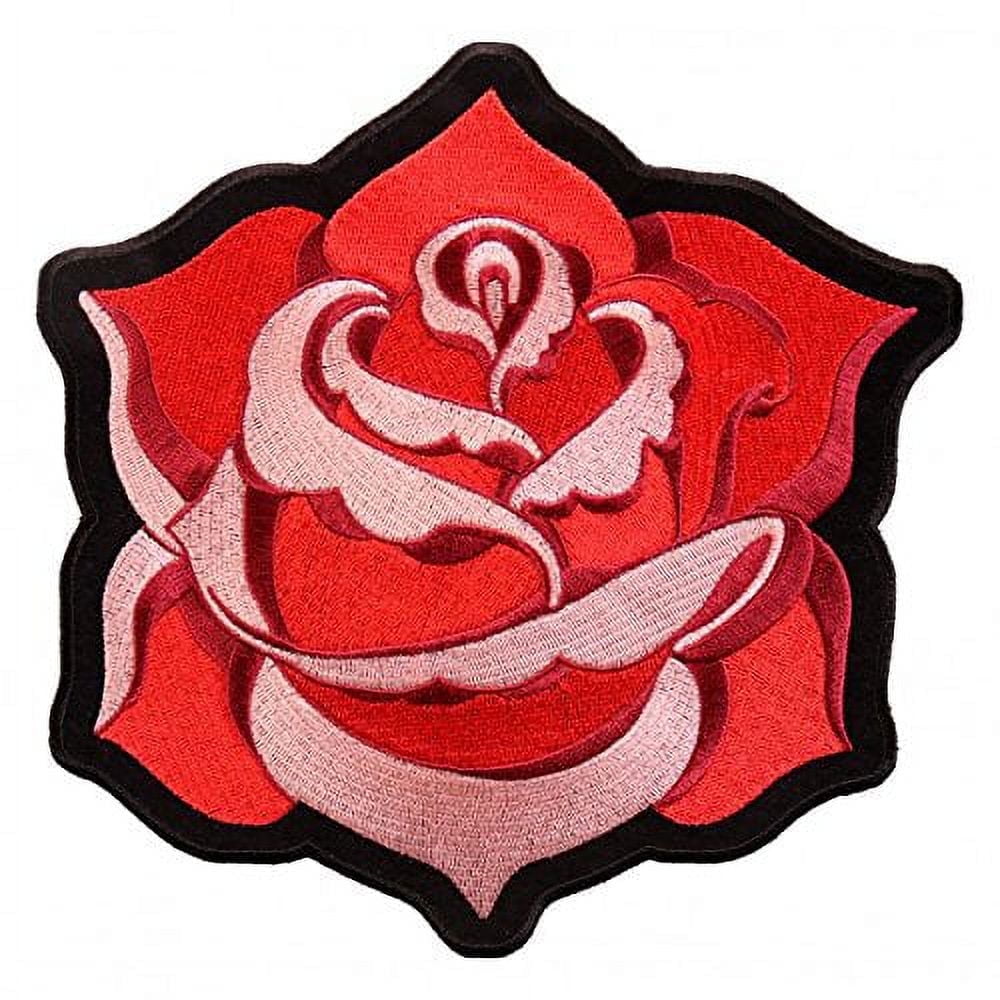 TATTOO ROSE, High Thread Embroidered Iron-On / Saw-On, Heat Sealed ...