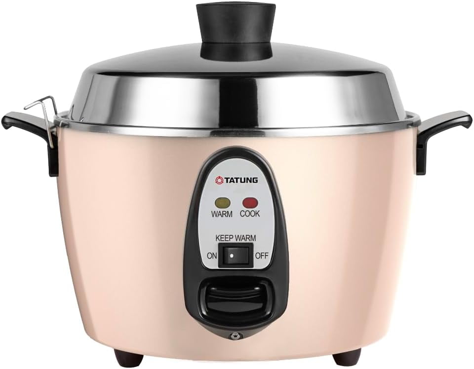 TATUNG 6-Cup Rice Cooker Stainless Steel Multi-Functional -Vanilla Cream TAC-06IN (UL), 2.4L ...