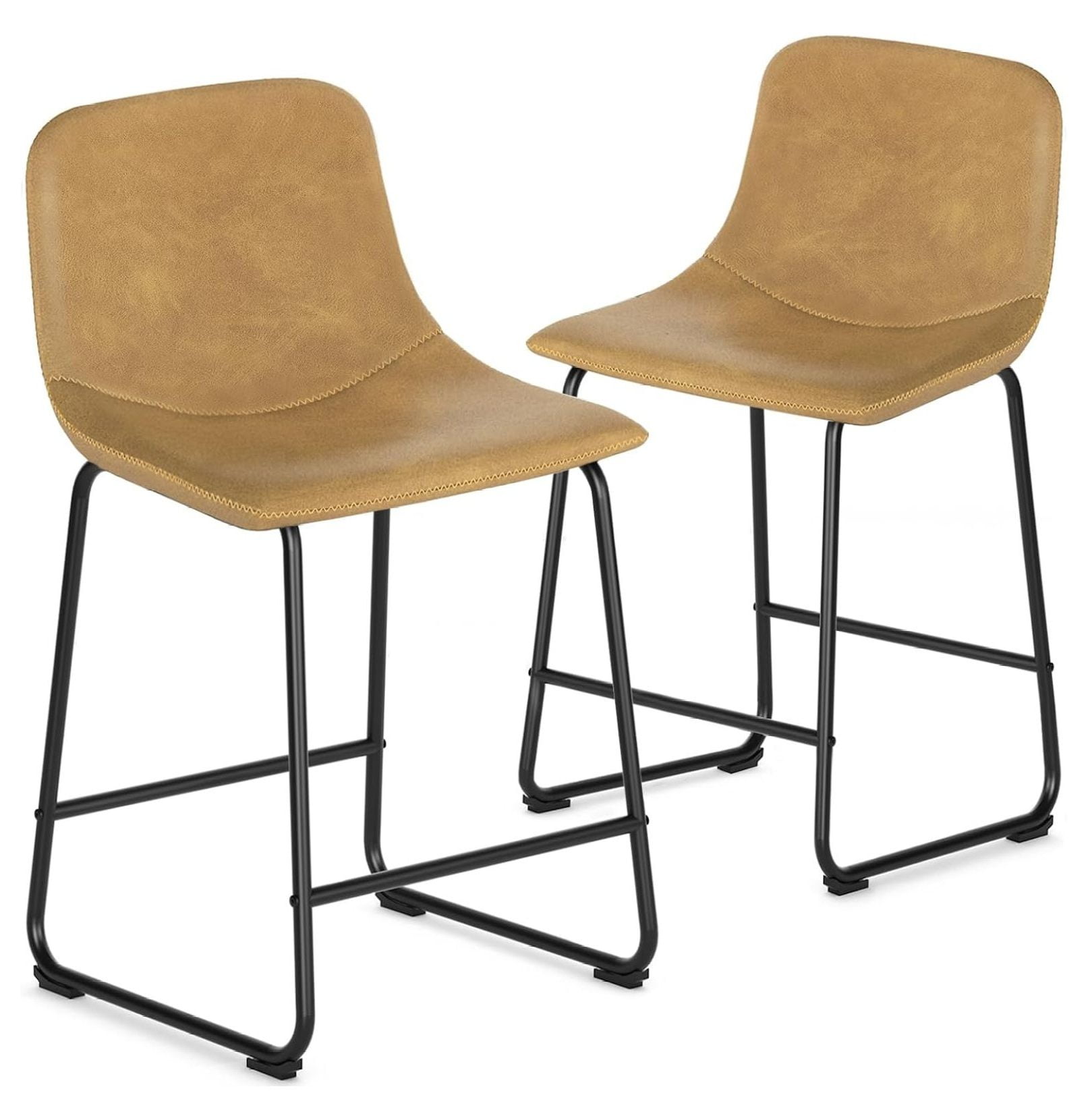 TAVR Counter Height Bar Stools Set of 2, 24 Inch Faux Leather Bar ...