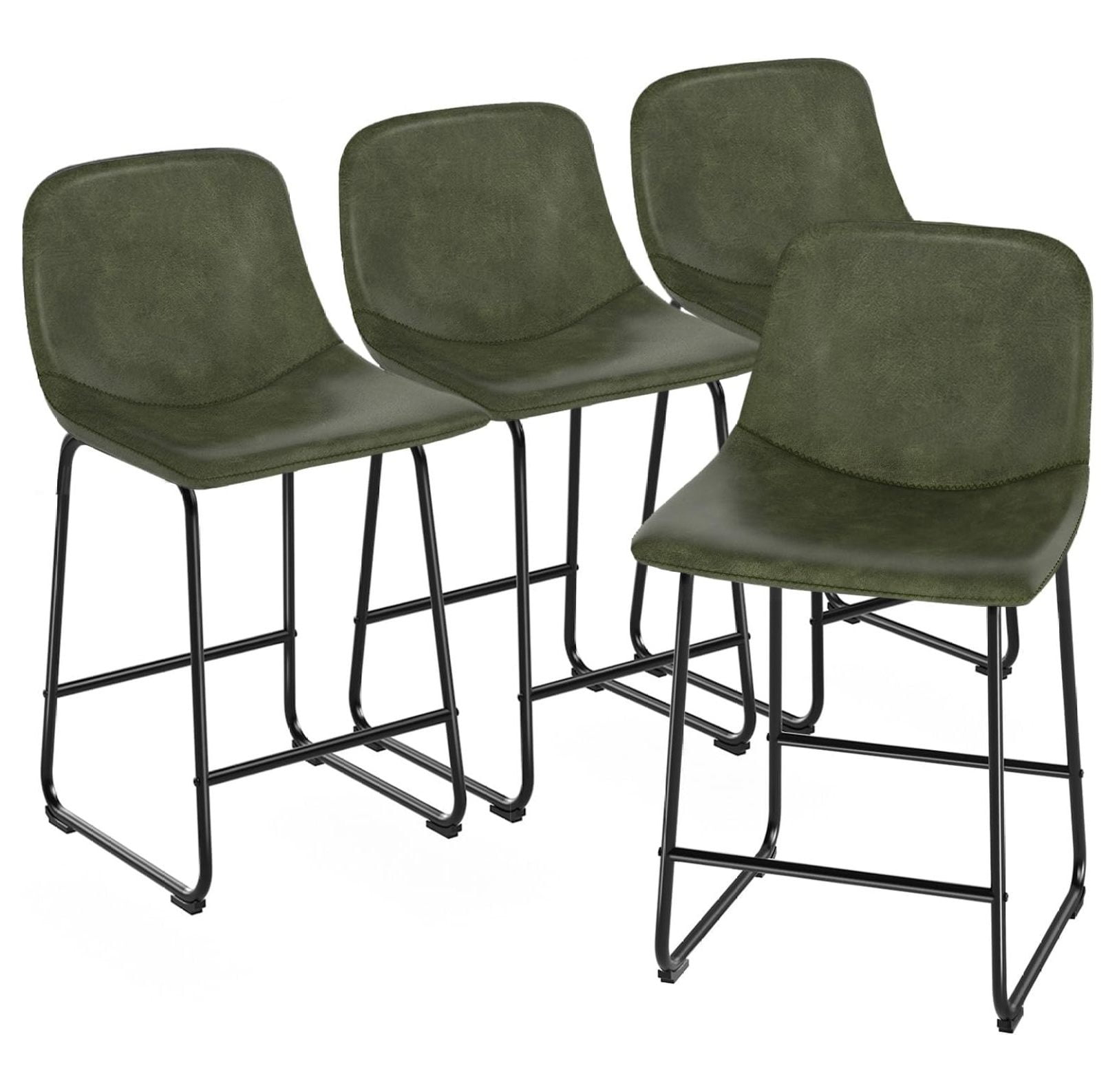TAVR Counter Height Bar Stools Set of 4, 24 Inch Faux Leather Bar ...