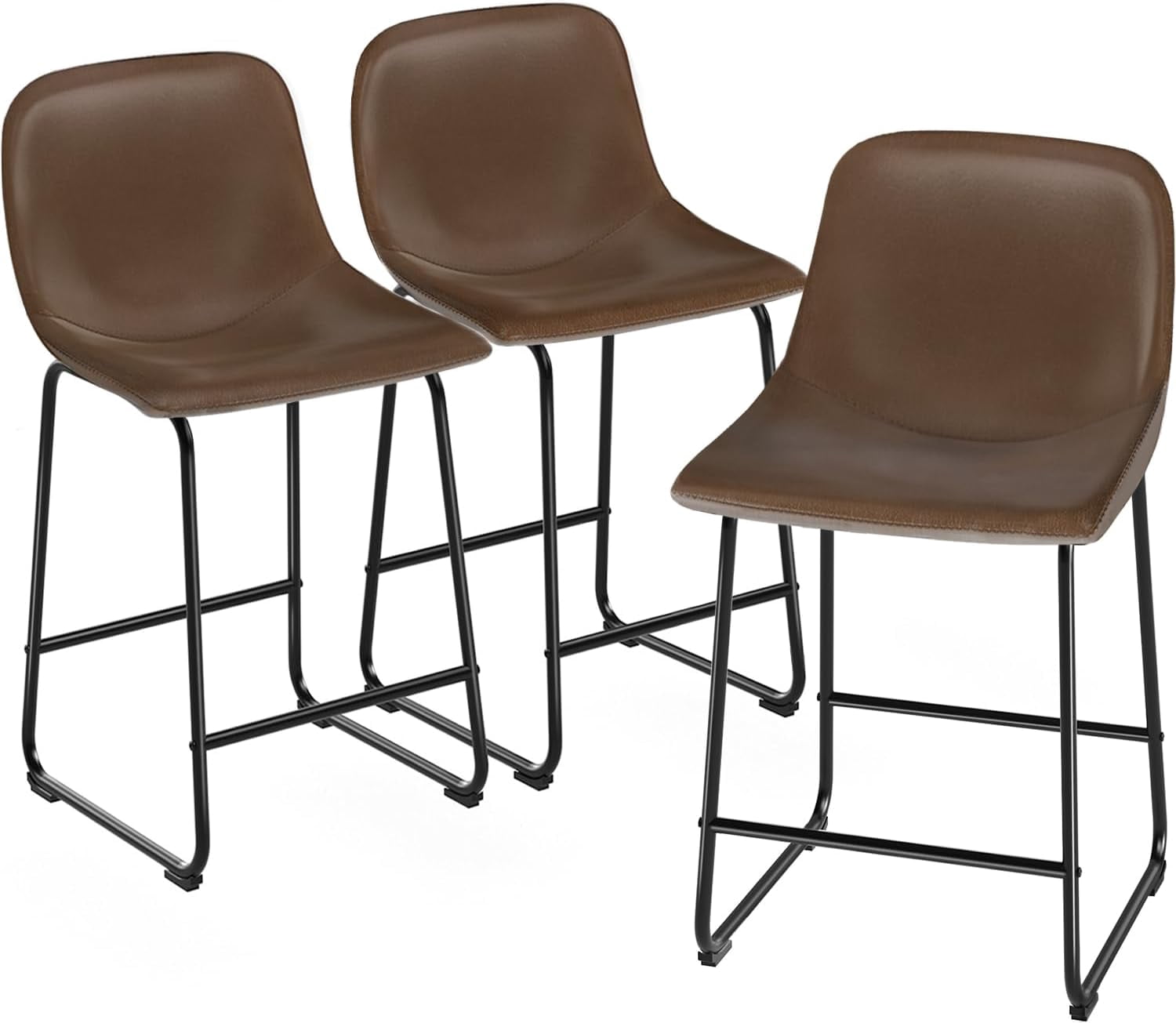 TAVR Furniture Leathaire Fabric Bar Chairs with Back and Footrest Set ...