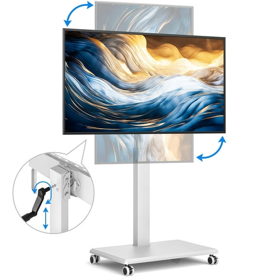 TAVR Furniture Moblie TV Stand with Hand Crank Lift, 90° Rotating ...