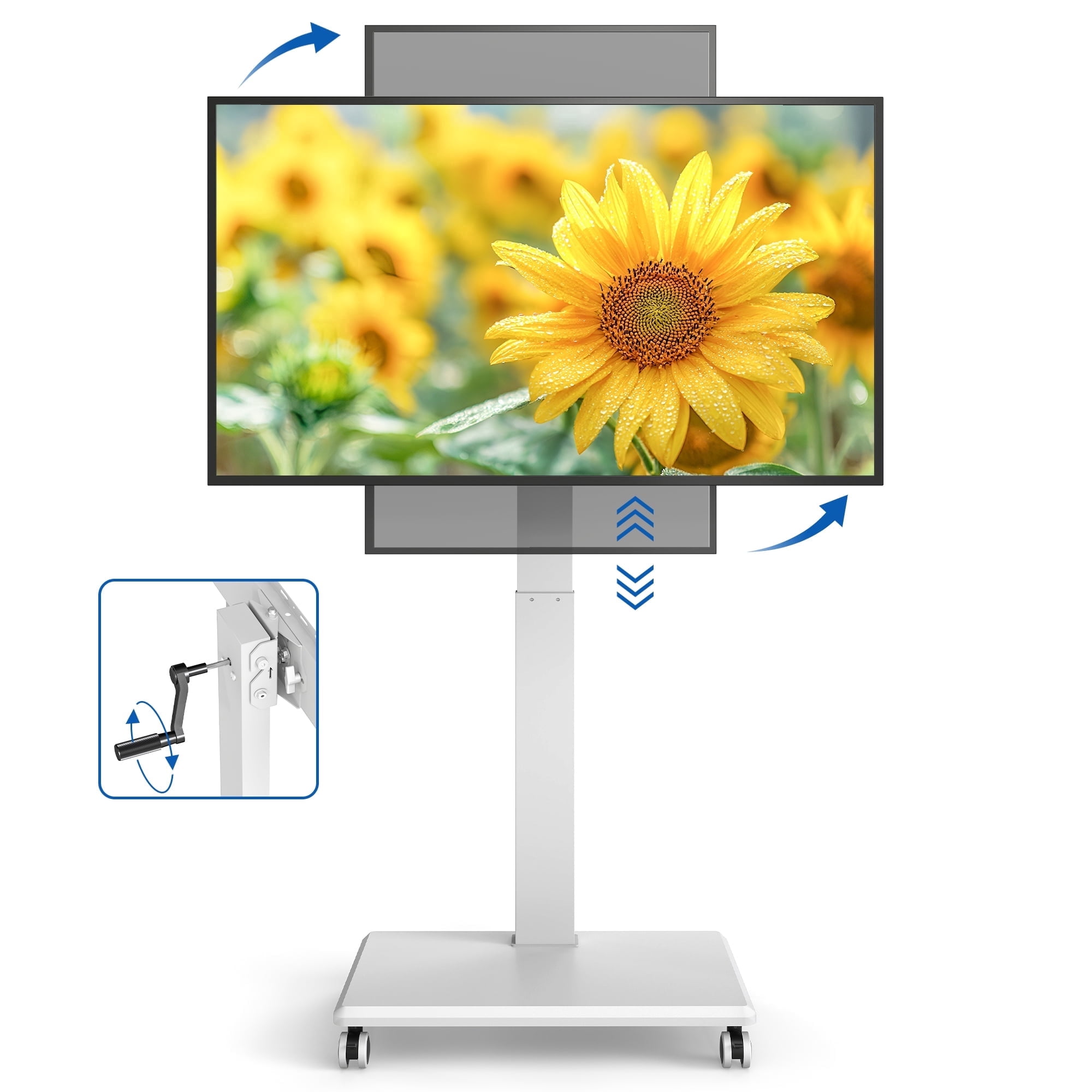 TAVR Furniture Mobile TV Stand with Hand Crank Lift, 90° Rotating ...
