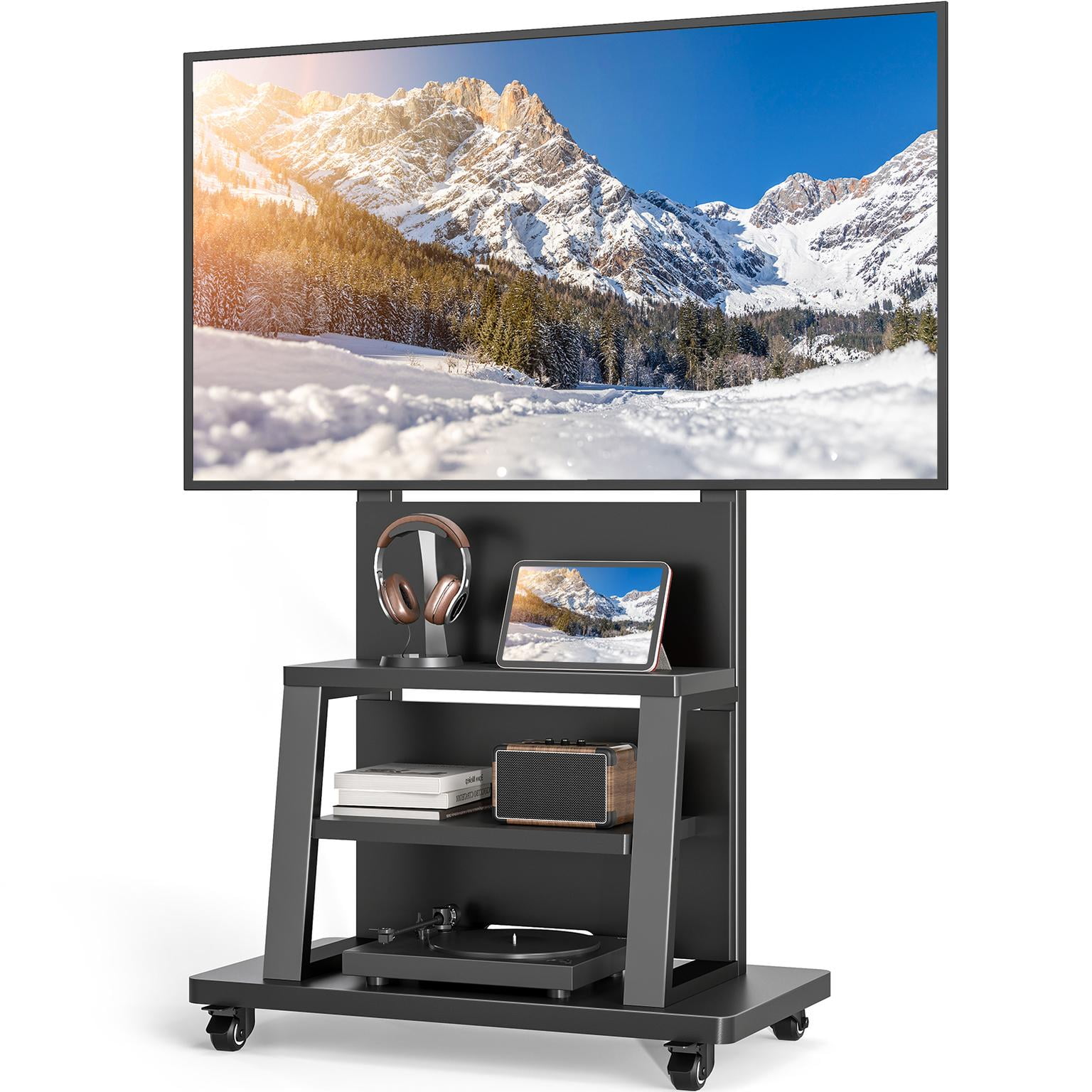 TAVR Furniture Rolling TV Stand for 32-75 inch with Storage Shelf ...