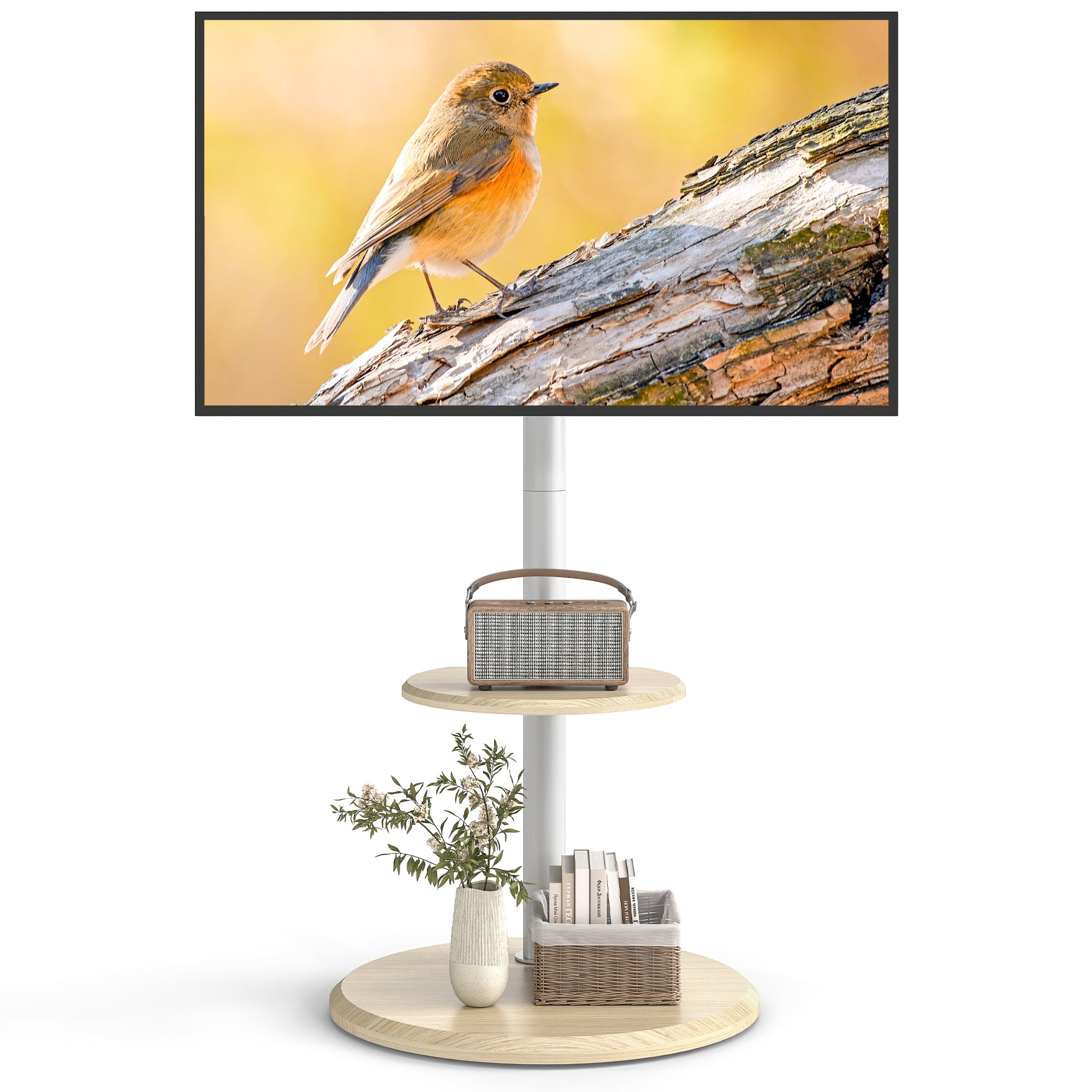TAVR Furniture Rolling TV Stand with Shelf and Hidden Wheels for 32-65 ...