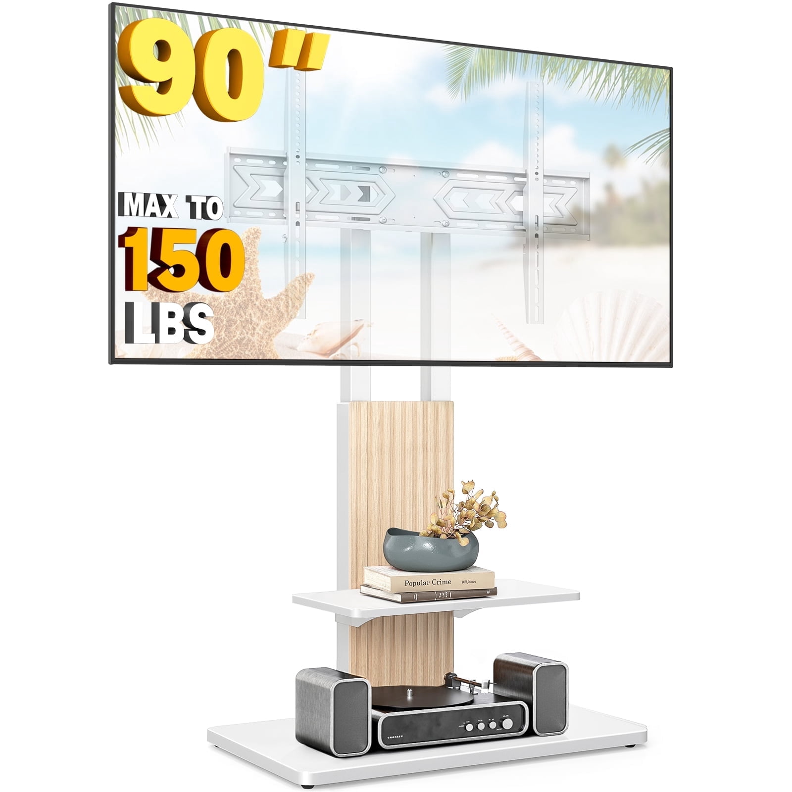 TAVR Heavy Duty Floor TV Stand for 55-90 inch Large TVs up to 150 lbs ...