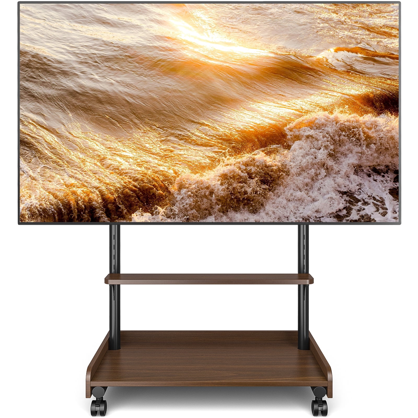 RTVR Universal Mobile TV Stand with Wooden Storage Shelf for 40-86 Inch ...