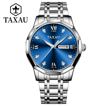 OLEVS Watch for Men Blue Watches for Men Gold and Silver Stainless ...