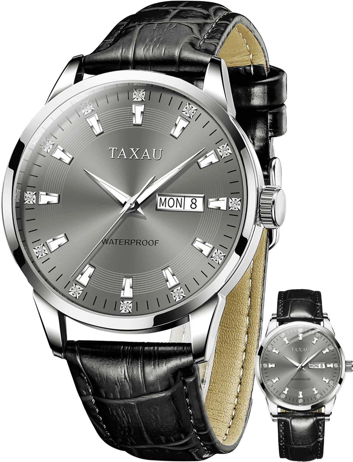 TAXAU Classic Watches For Men Grey Face Mens Watches With Day Date ...