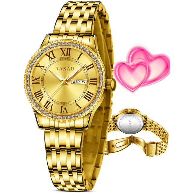 TAXAU Luxury Gold Watches For Womens Diamond Womens Watches With Gold ...