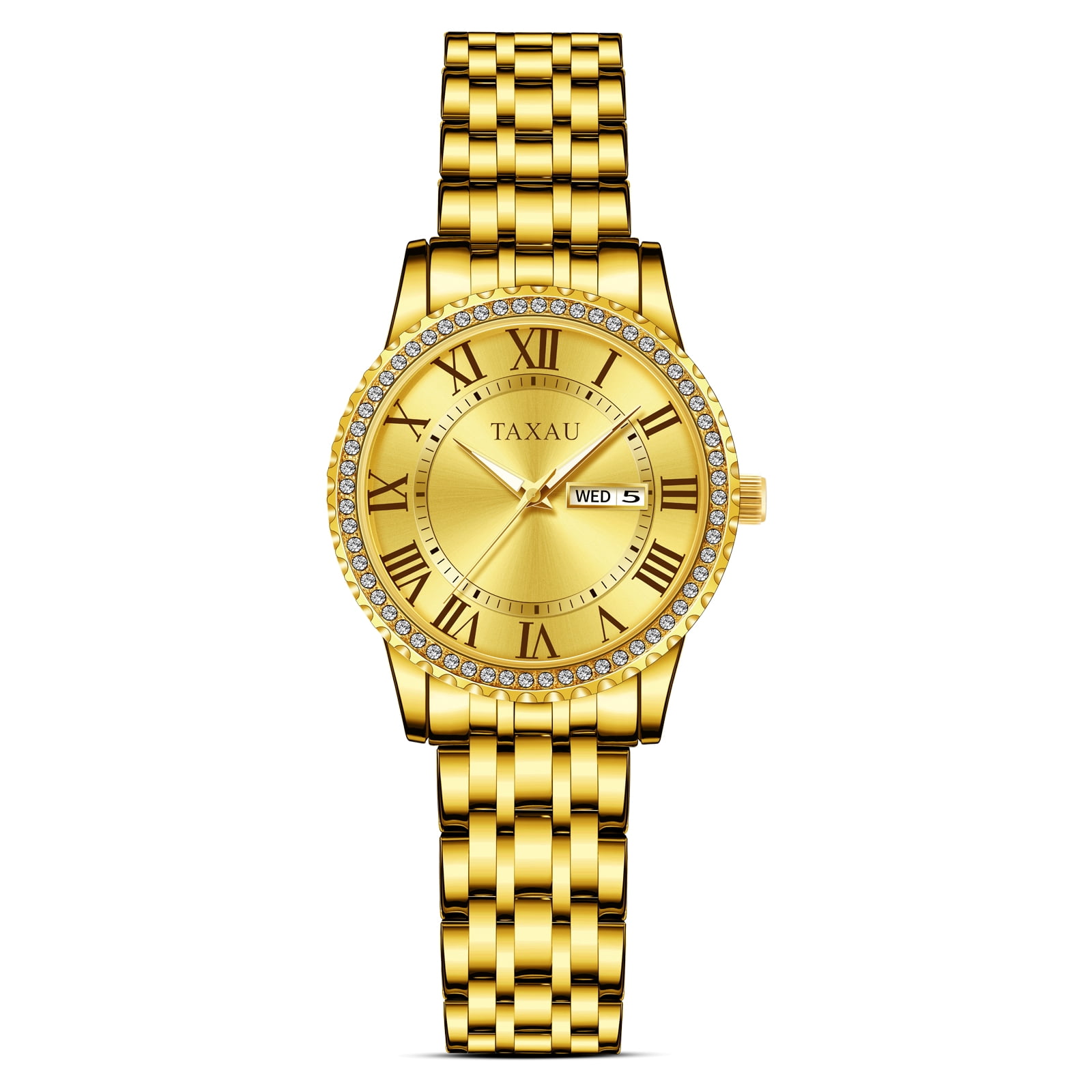 TAXAU Luxury Gold Watches For Womens Diamond Womens Watches With Gold Stainless Steel Band ...