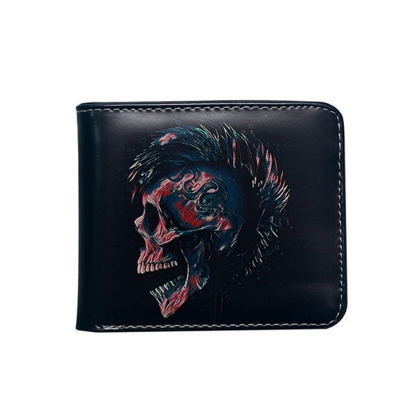 TAZAG Retro Devil Skull Short Wallet Portable Fashion Men's Leather ...