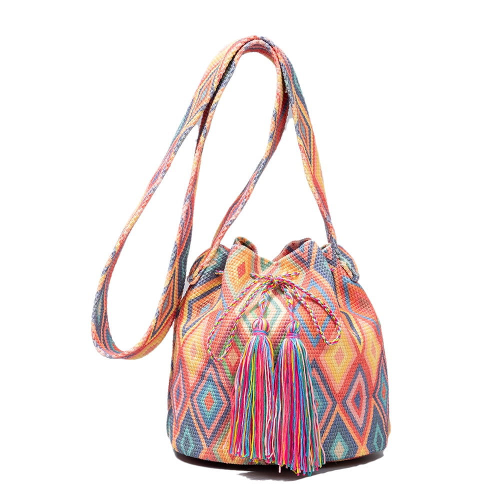 TAZAG Women's Bohemian canvas messenger bag, hippie bucket bag, hobo ...