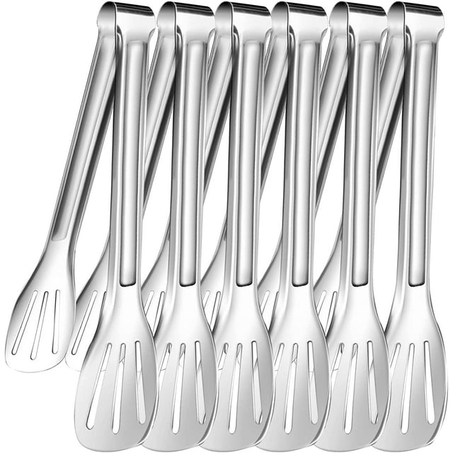 TAZEMAT 6-Pack Stainless Steel Serving Tongs (9 Inch) for Kitchen ...