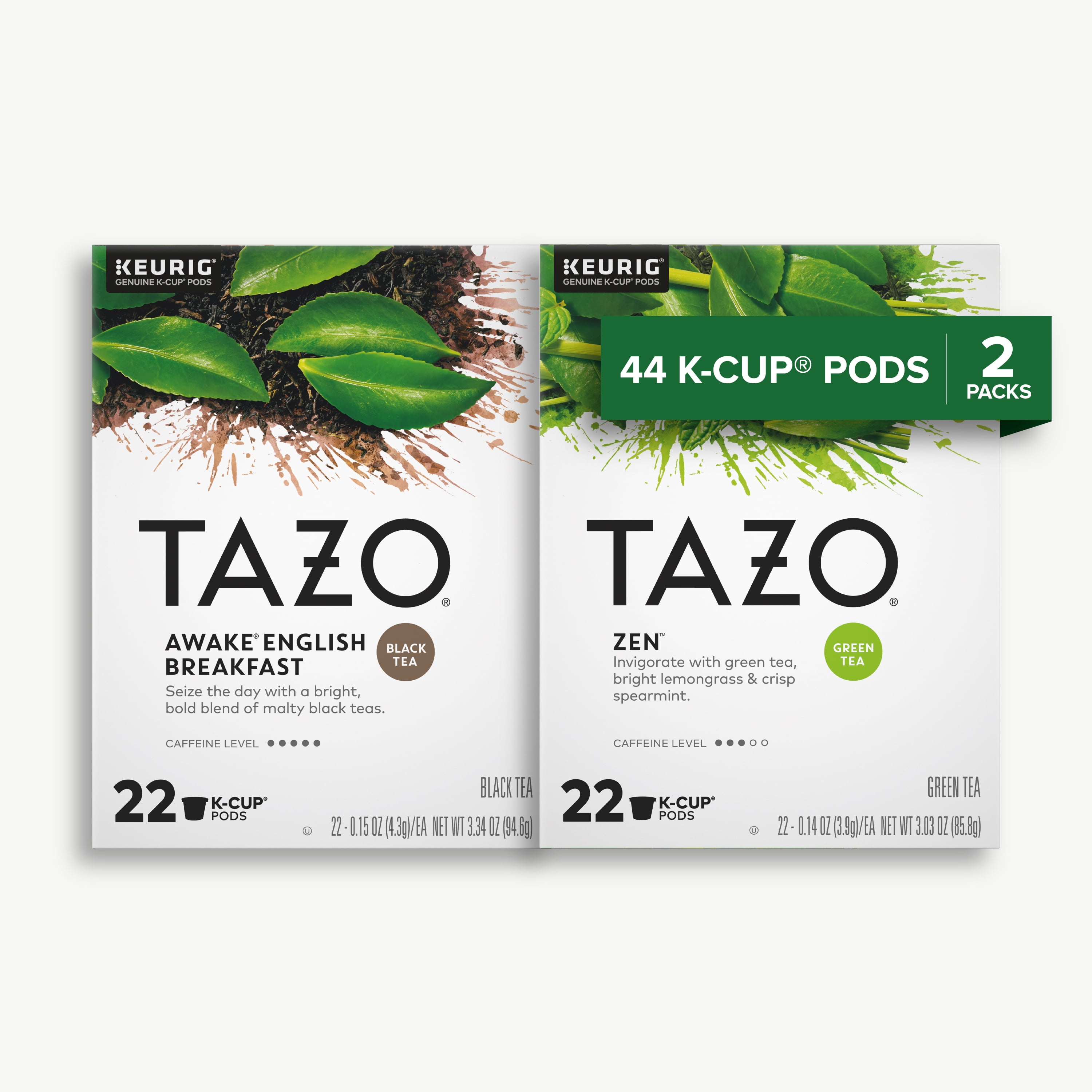TAZO Awake & Zen K-Cup Tea Bundle, Black Tea & Green Tea, 44 Pods (2 ...
