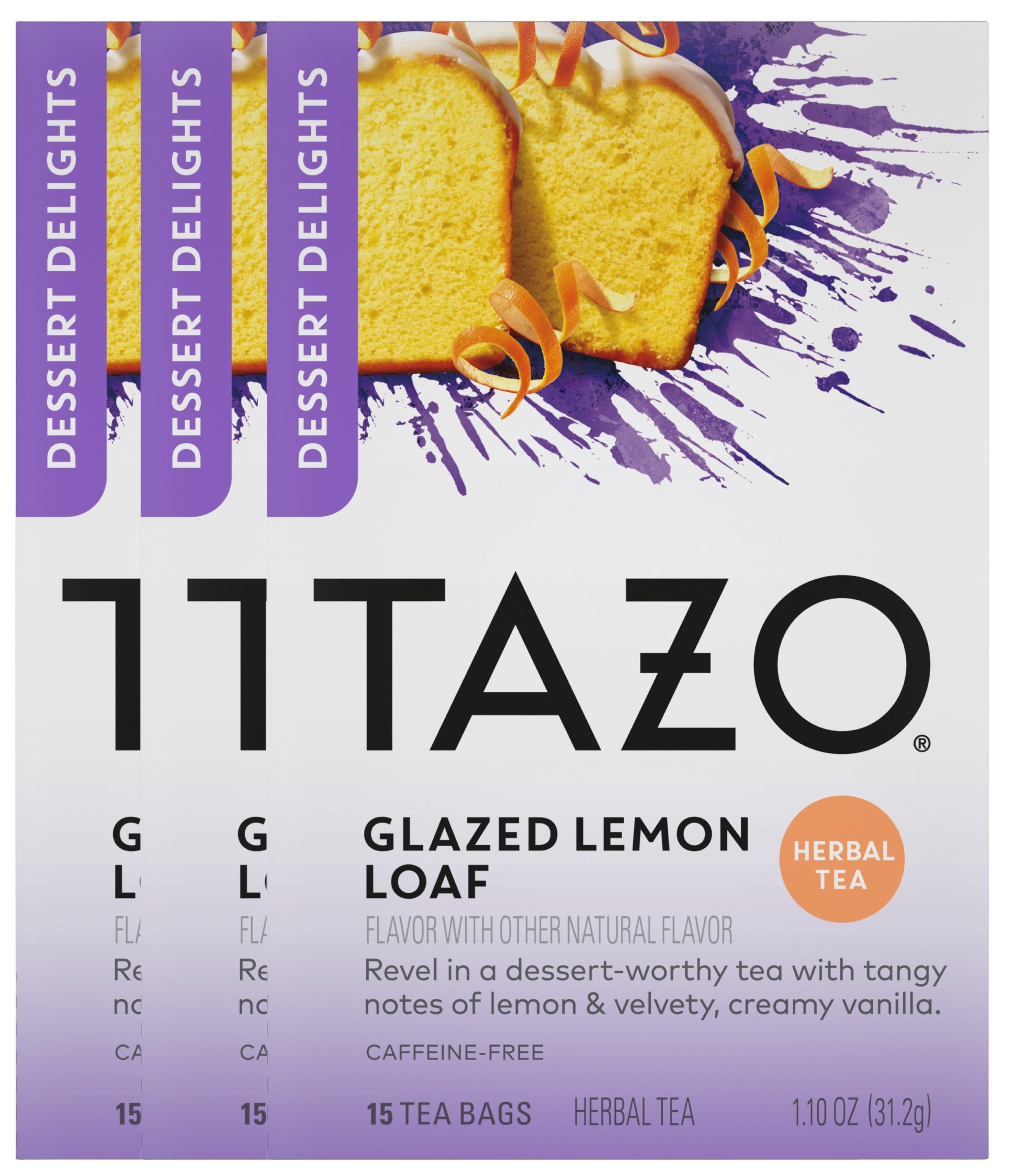 TAZO Glazed Lemon Loaf Herbal Tea, Caffeine-Free, Dessert-Inspired ...