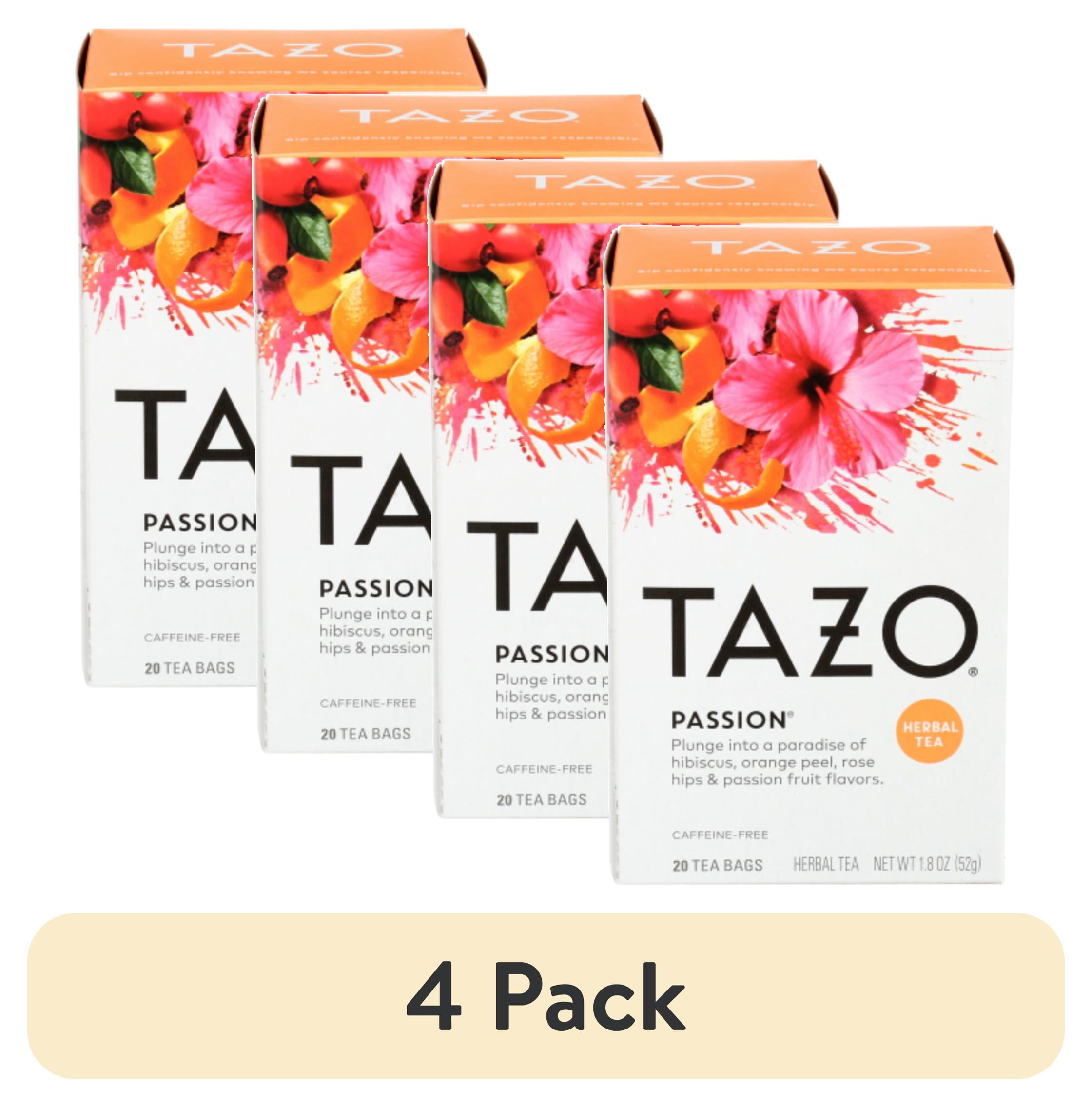 (4 pack) TAZO PASSION Tea Bags, Herbal Tea, 20 Count Box - Walmart.com