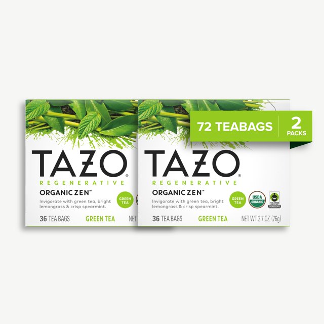 TAZO Organic Zen Green Tea Bags, 36 Count, Pack of 2, Total 72 Tea Bags ...