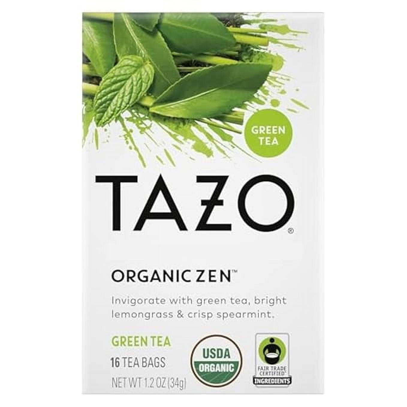 TAZO Organic Zen Green Tea, Caffeinated Tea with Refreshing Lemongrass ...