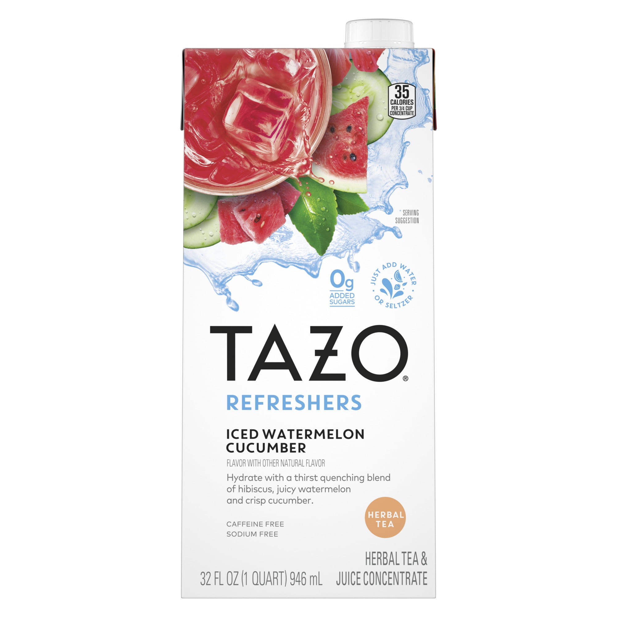 TAZO Refreshers Herbal Iced Tea Mix, Watermelon Cucumber, 32 oz ...