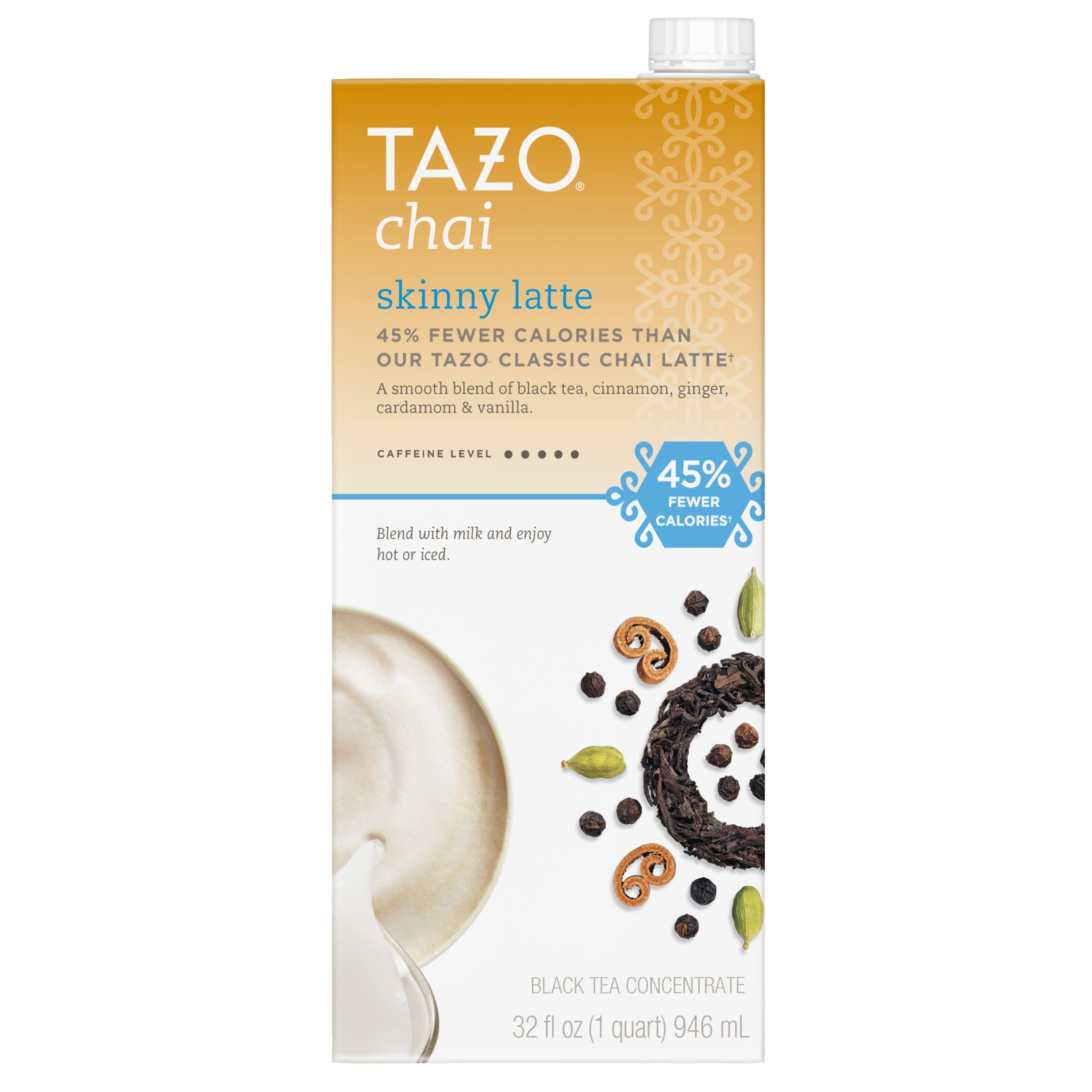 TAZO Skinny Chai Latte Iced Tea Concentrate, Black Tea, 32 oz Carton ...