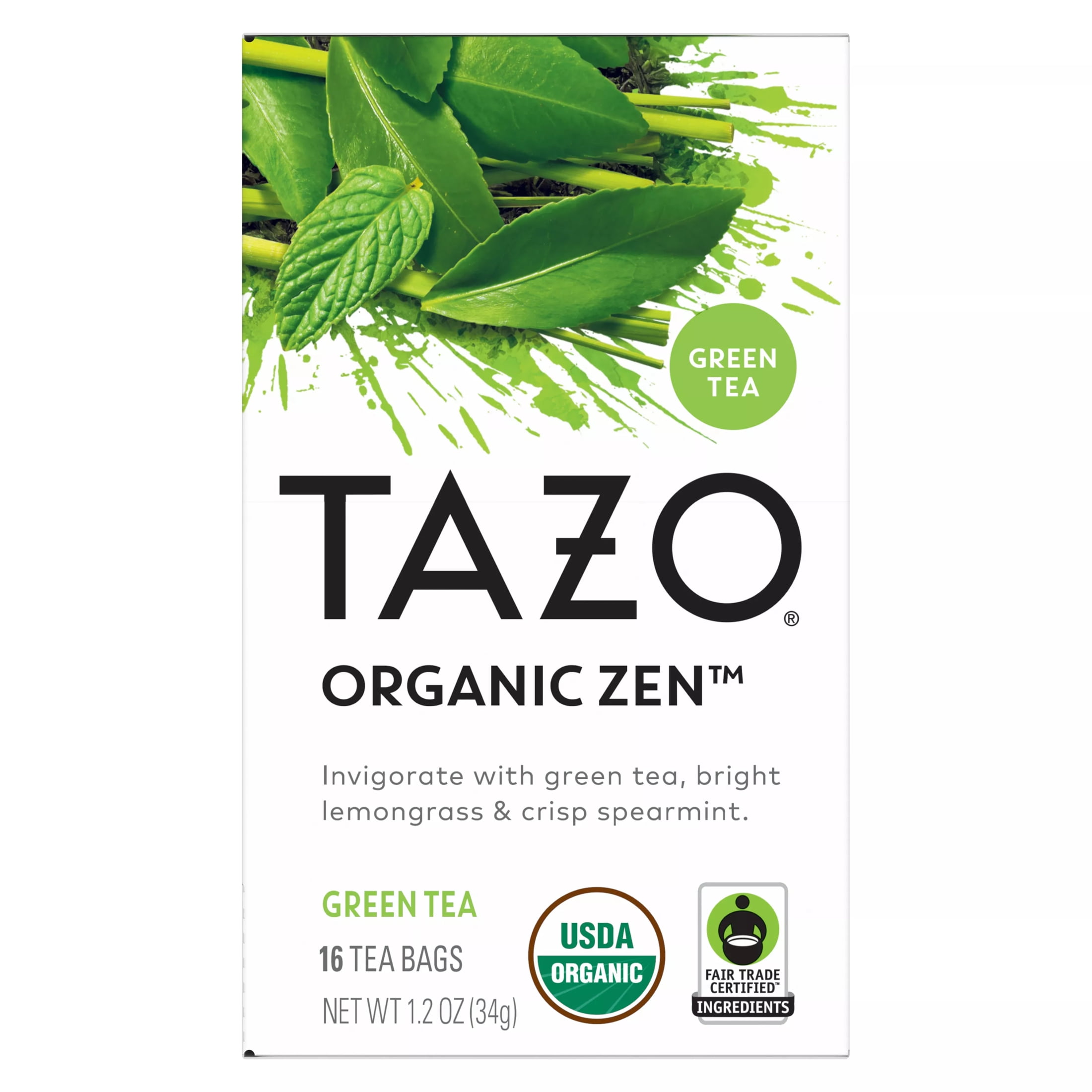 TAZO Organic Zen Green Tea Bags, Fair Trade Certified, Regenerative, 16 ...
