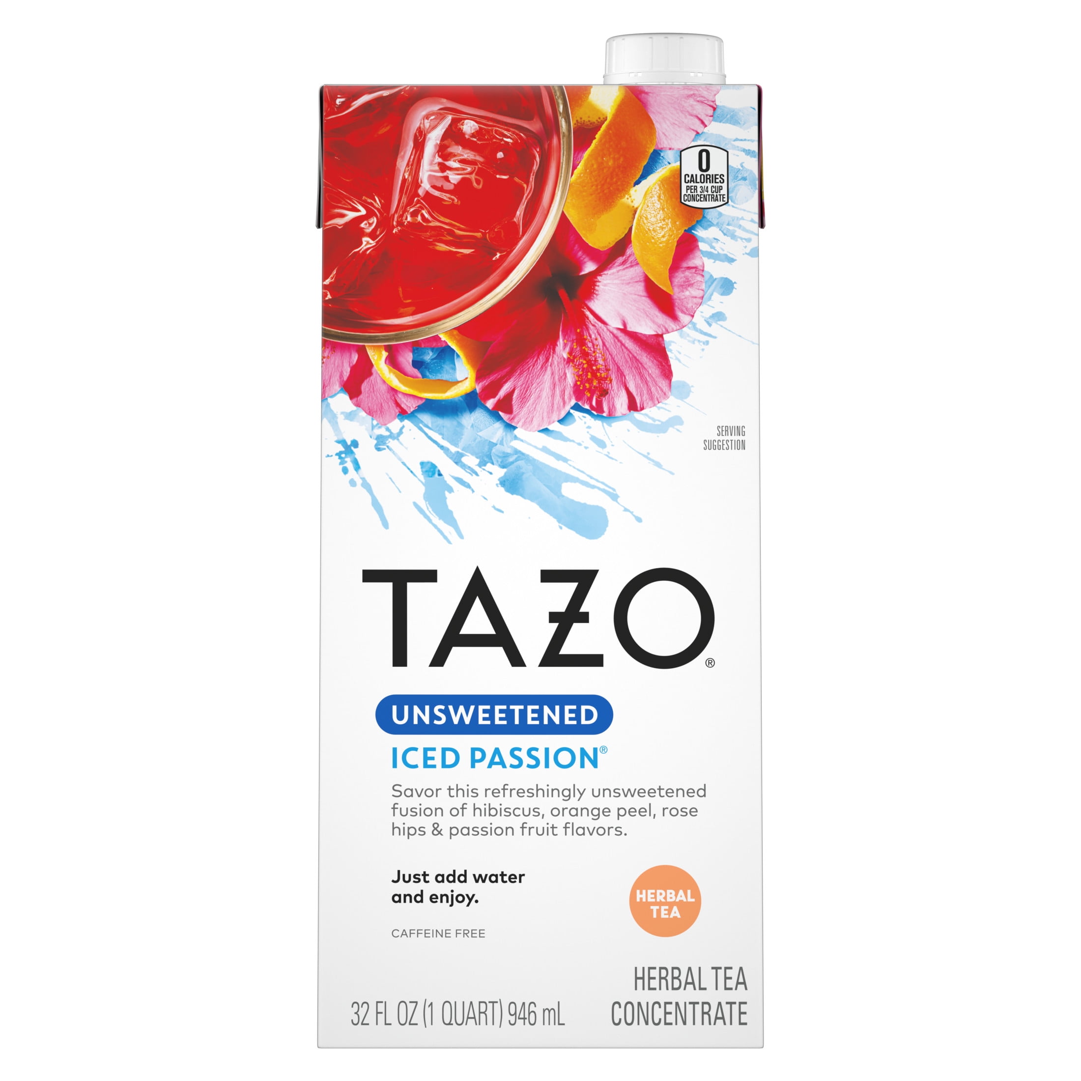 TAZO, Unsweetened Iced Passion Herbal Tea Concentrate, 32 oz - Walmart.com