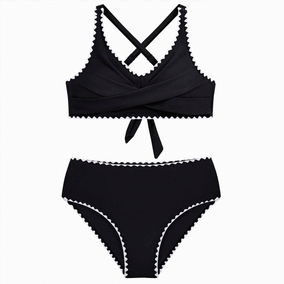 TAmten Girls Swimsuit Size 7-8 Years Teen Crisscross Tie Back Bikini ...