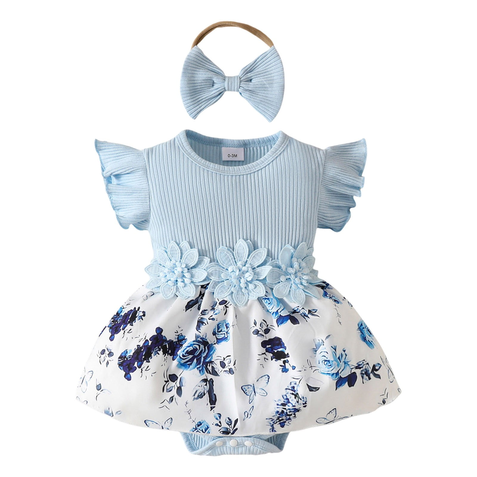 TAmten Preemie Baby Girl Clothes Ruffled Sleeveless Romper Floral ...