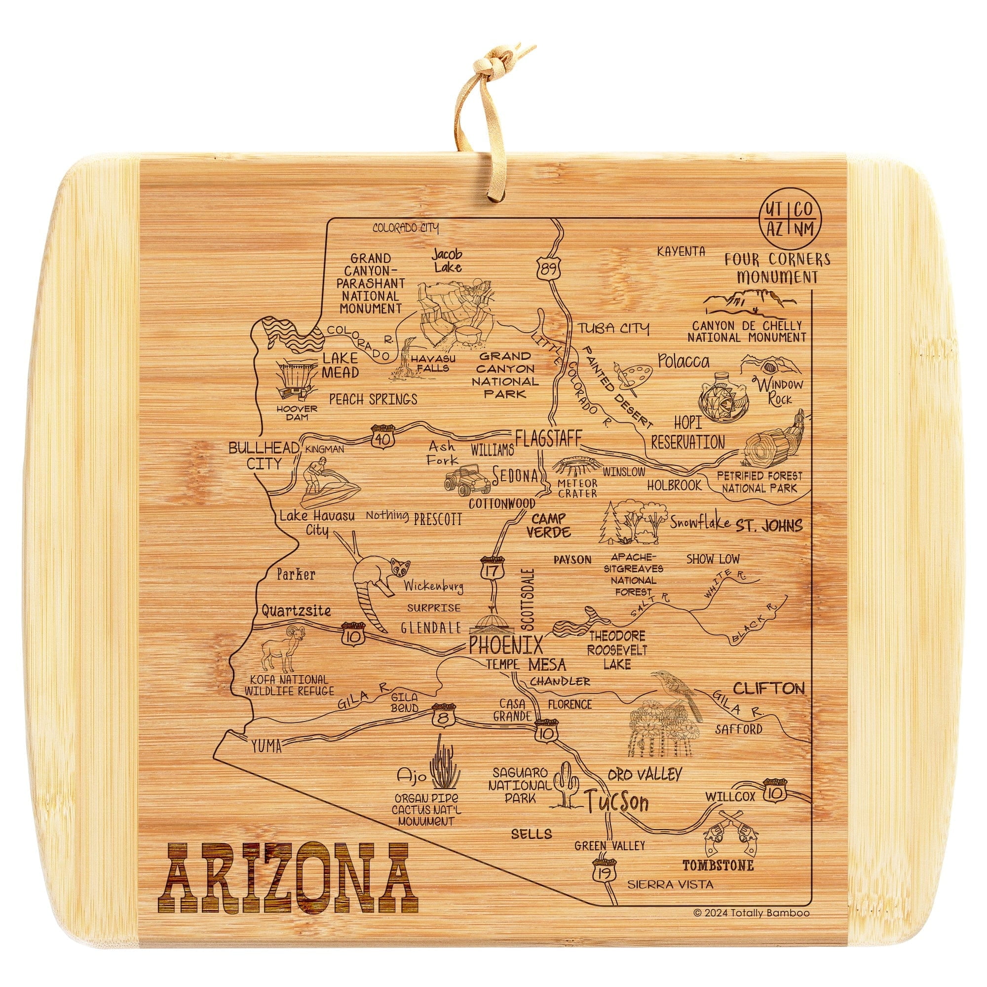 TB Home Arizona State Cutting Board and Charcuterie Serving Platter, 13 ...