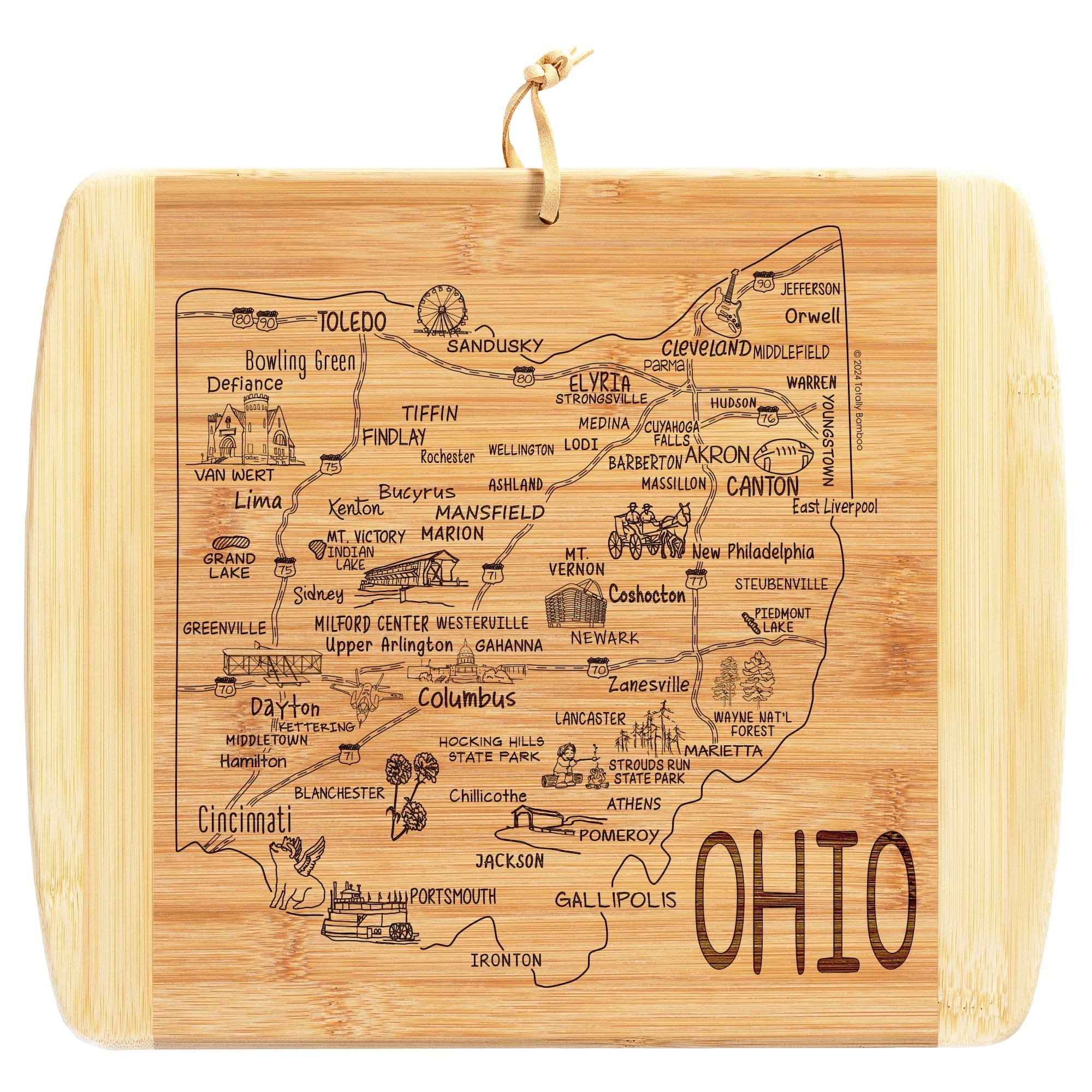 TB Home Ohio Cutting Board and Charcuterie Serving Platter, 13" x 11 ...