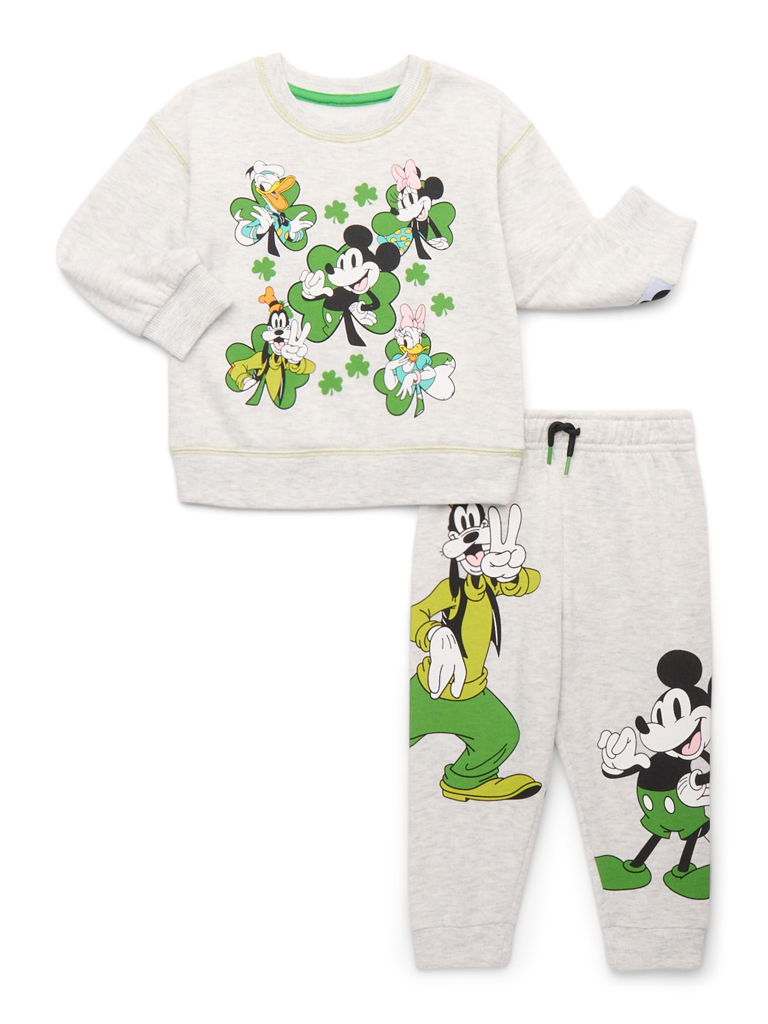 Mickey Mouse and Friends Toddlers' St. Patrick's Day Graphic Sweatshirt and Jogger Pants Set, 2 ...